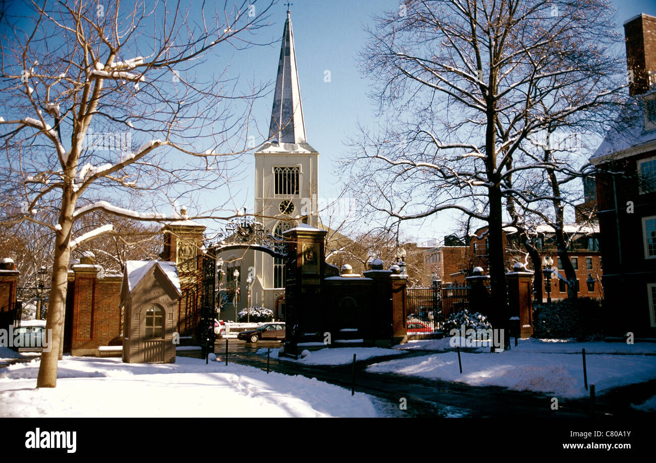 Snow scene in Harvard Cambridge Mass USA Stock Photo - Alamy