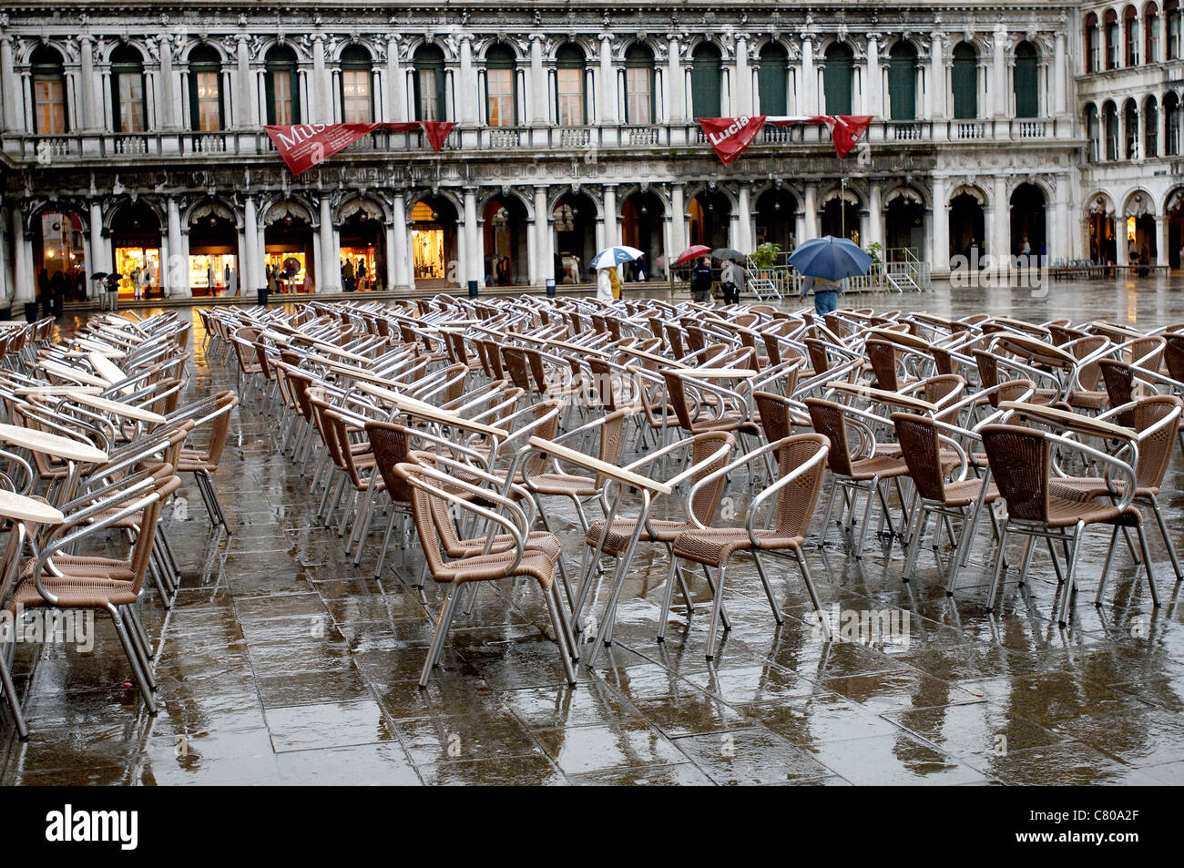 Italy, Veneto, Venice, Piazza San Marco in a raining day Stock Photo ...