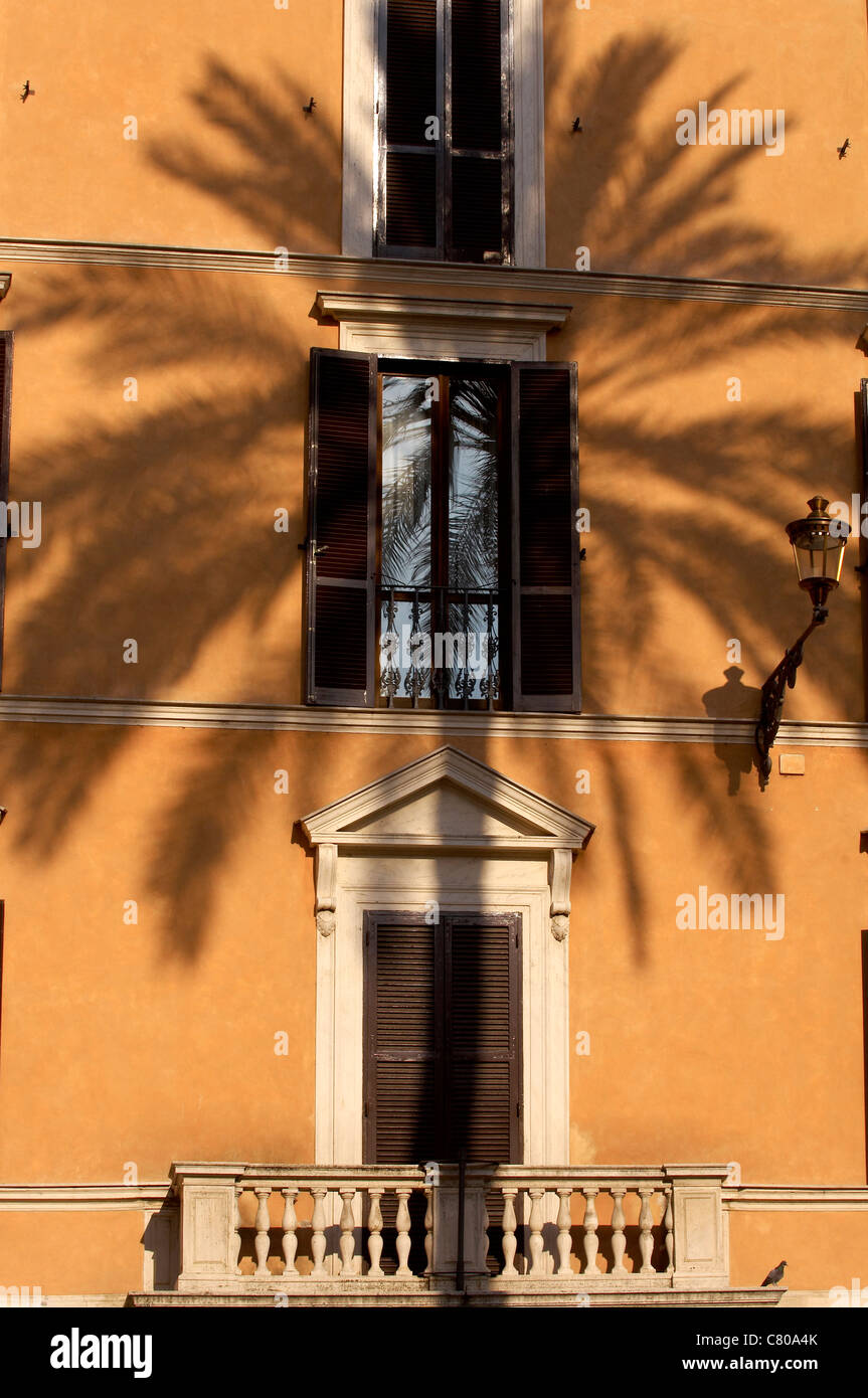 Lazio, Rome. window in Trinità dei Monti with palm tree shadow Stock ...