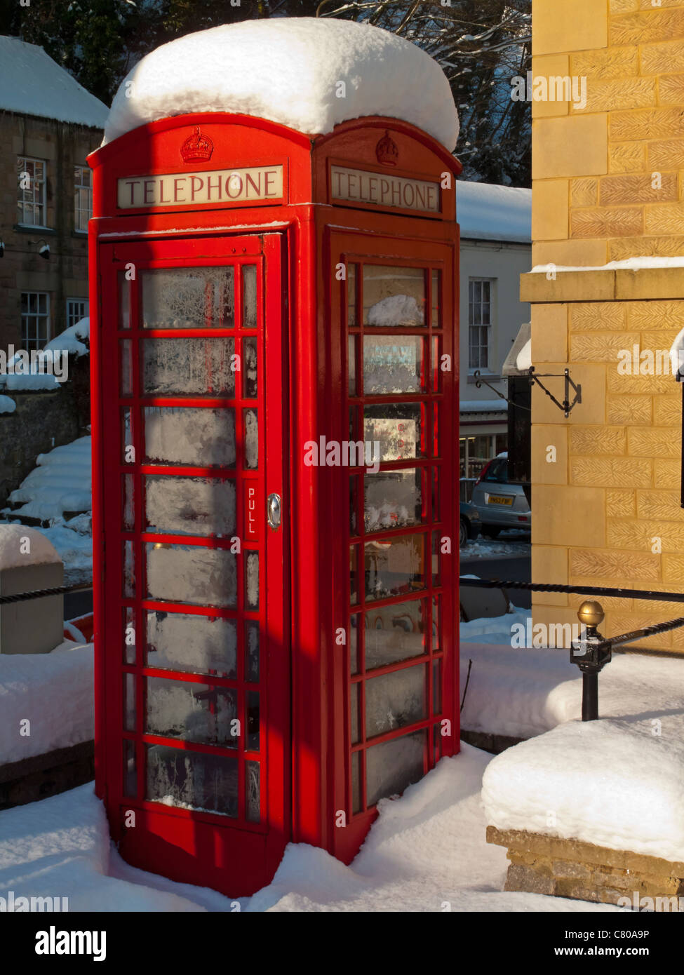 Snow scene at Matlock Bath in Derbyshire UK during the harsh winter ...