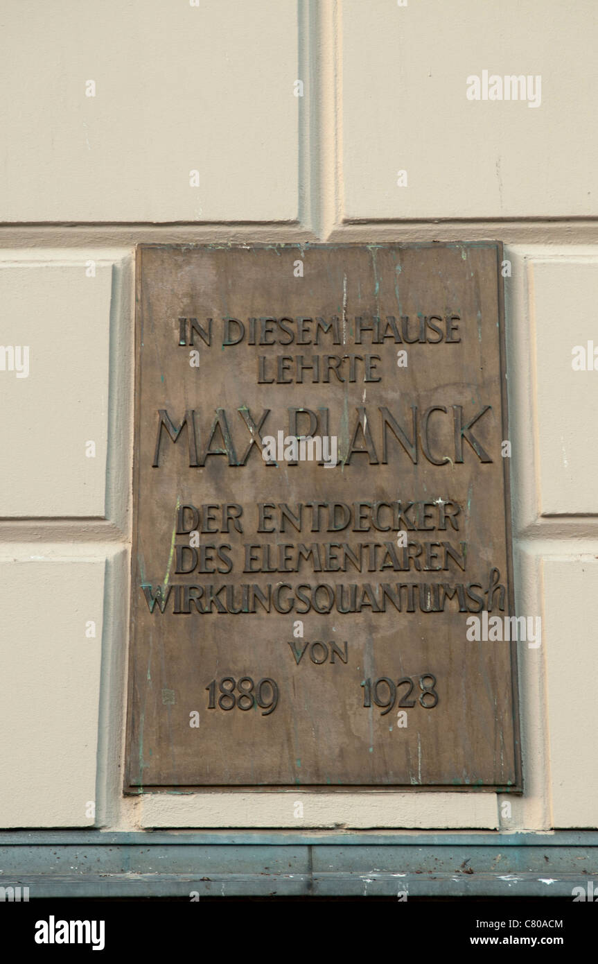Memorial plaque to Max Planck Stock Photo - Alamy