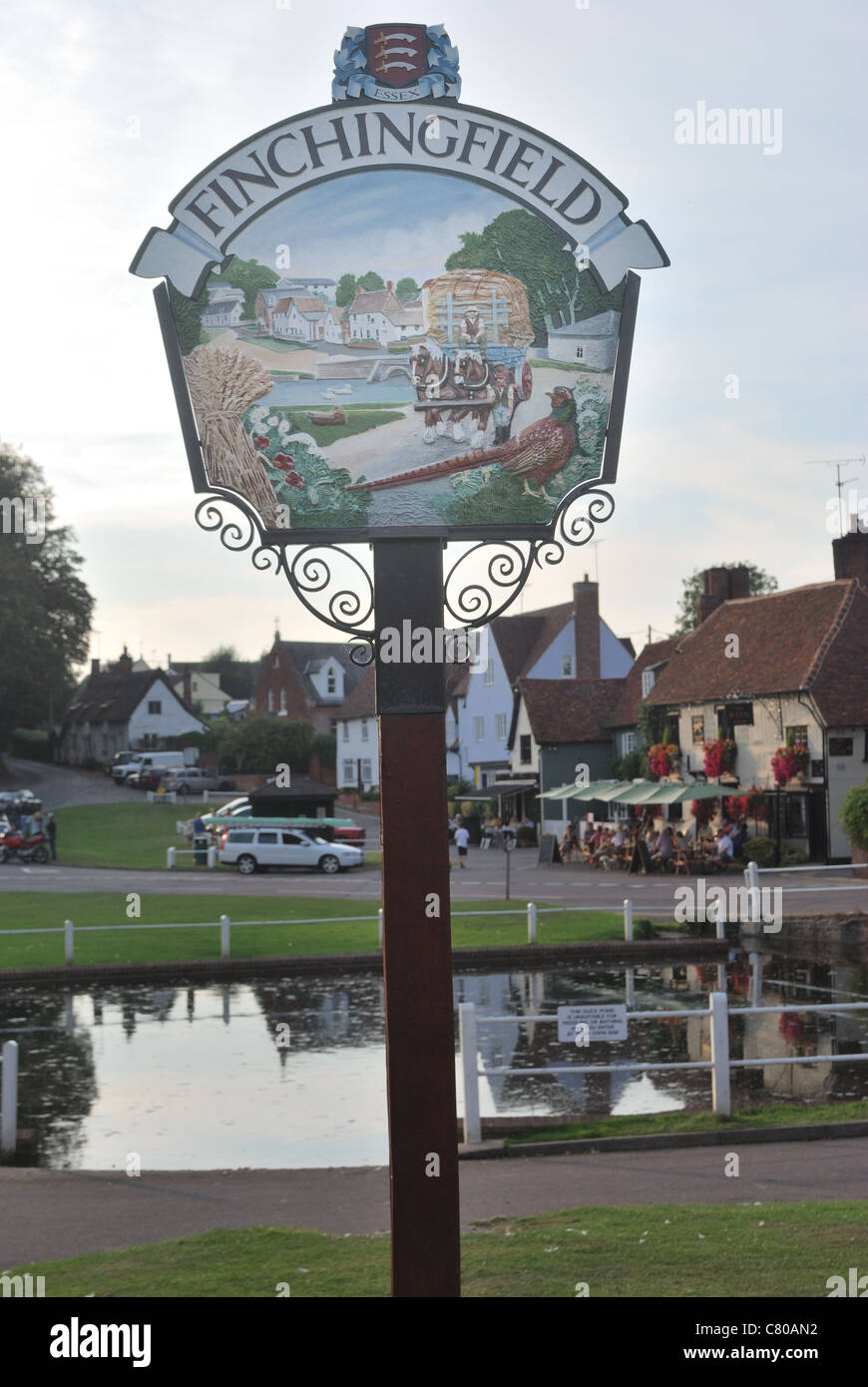 Finchingfield village sign Stock Photo - Alamy