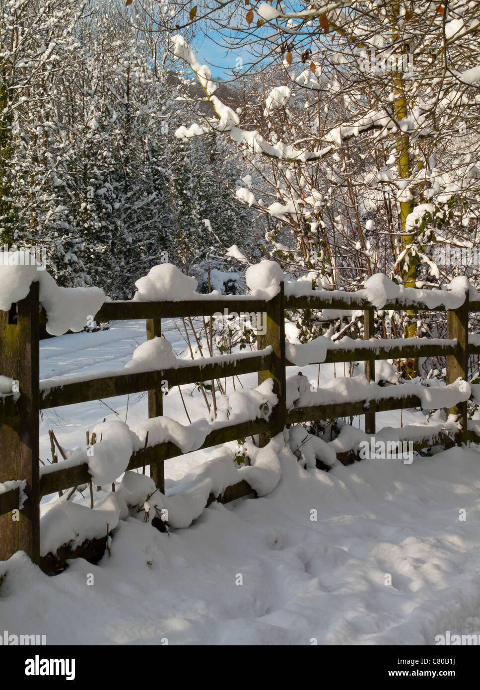 Snow scene at Matlock Bath in Derbyshire UK during the harsh winter ...