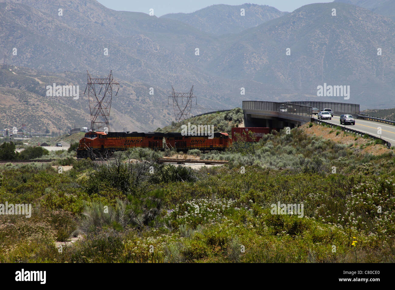 Highway and Railroad at Cajon Pass California USA Stock Photo - Alamy