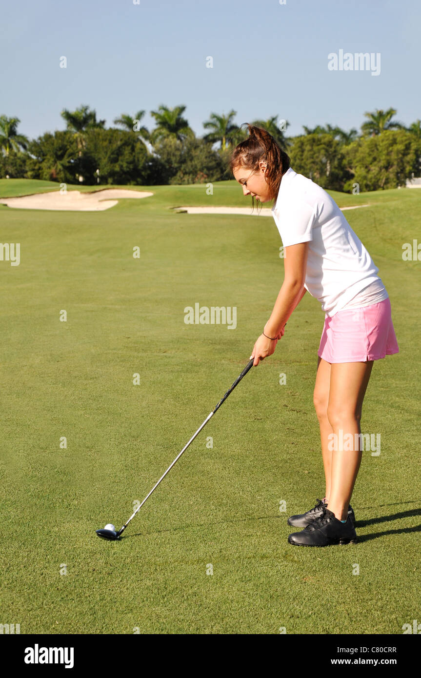 Female golfer driving golf ball High Resolution Stock Photography and ...