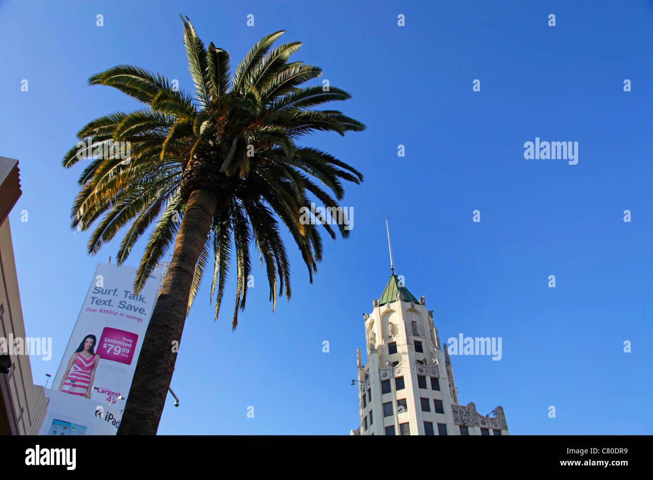 The sky and buildings Hollywood Boulevard Los Angeles California USA ...