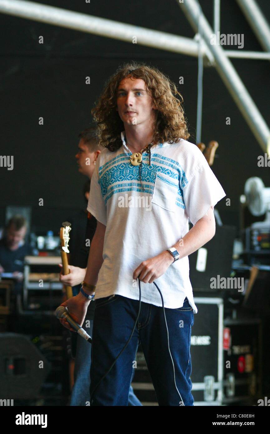 Robert Harvey lead singer of The Music performing on the Pyramid stage ...
