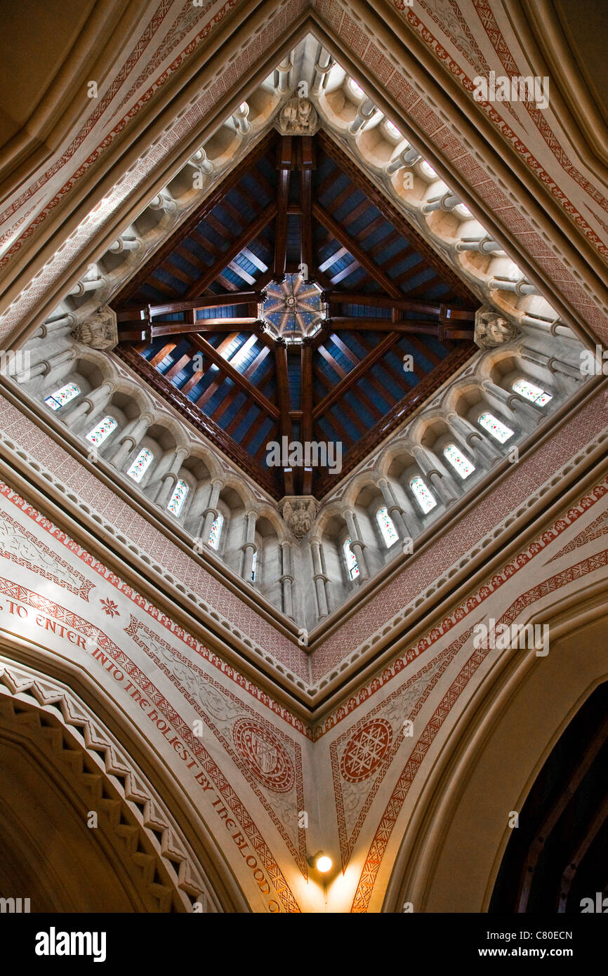 Abstract image looking up into the tower of Whippingham Church on the ...