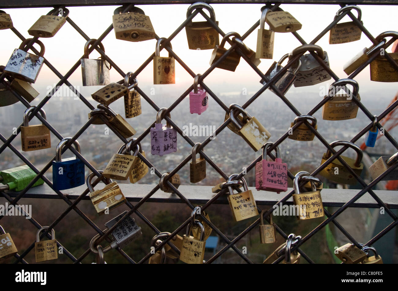 Padlockers on the seoul tower hi-res stock photography and images - Alamy