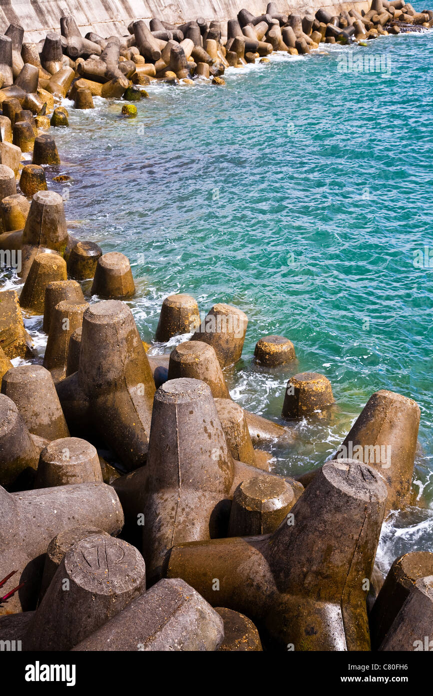 Abstract image of interlocking, concrete castings used for wave energy ...