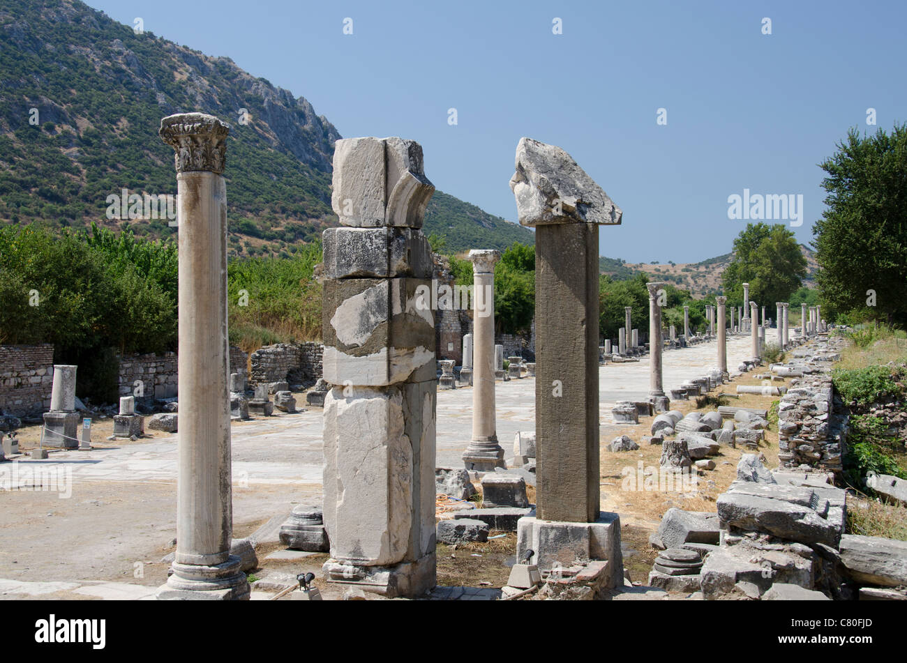 Turkey, Ephesus. Important ancient colonnade, Harbour Street (aka ...
