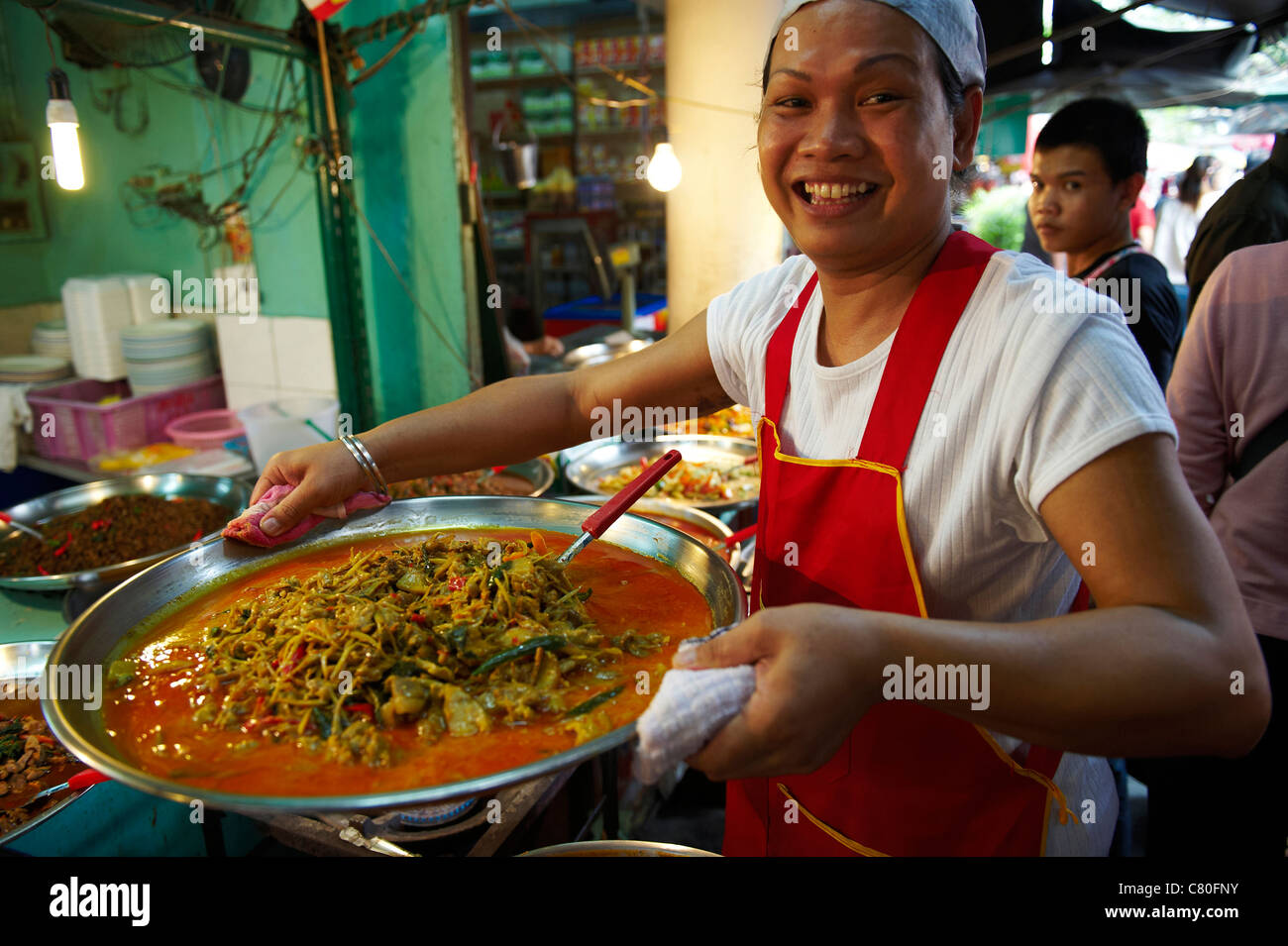 Thailand, Bangkok, Street restaurant in Tha Chang street Stock Photo ...