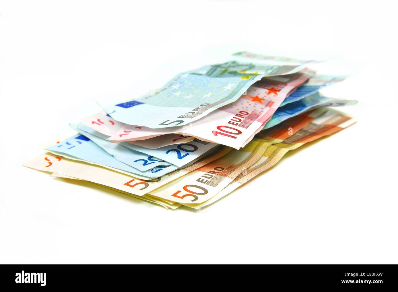 Group of various Euro banknotes on white background Stock Photo - Alamy