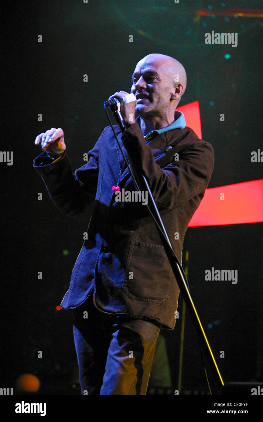 REM performing on the Pyramid stage at the Glastonbury Festival 2003 ...