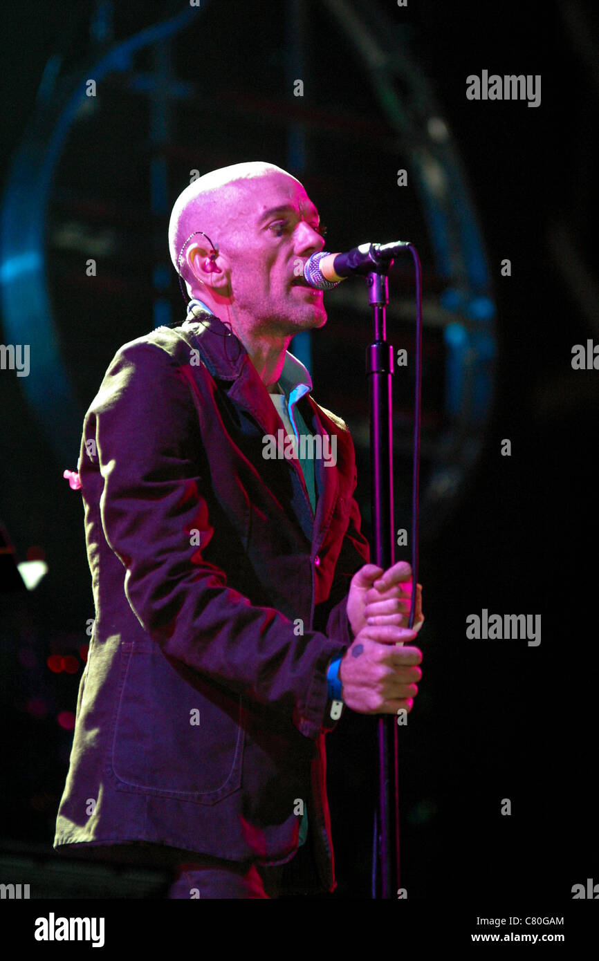 Michael stipe of rem performing on stage hi-res stock photography and ...