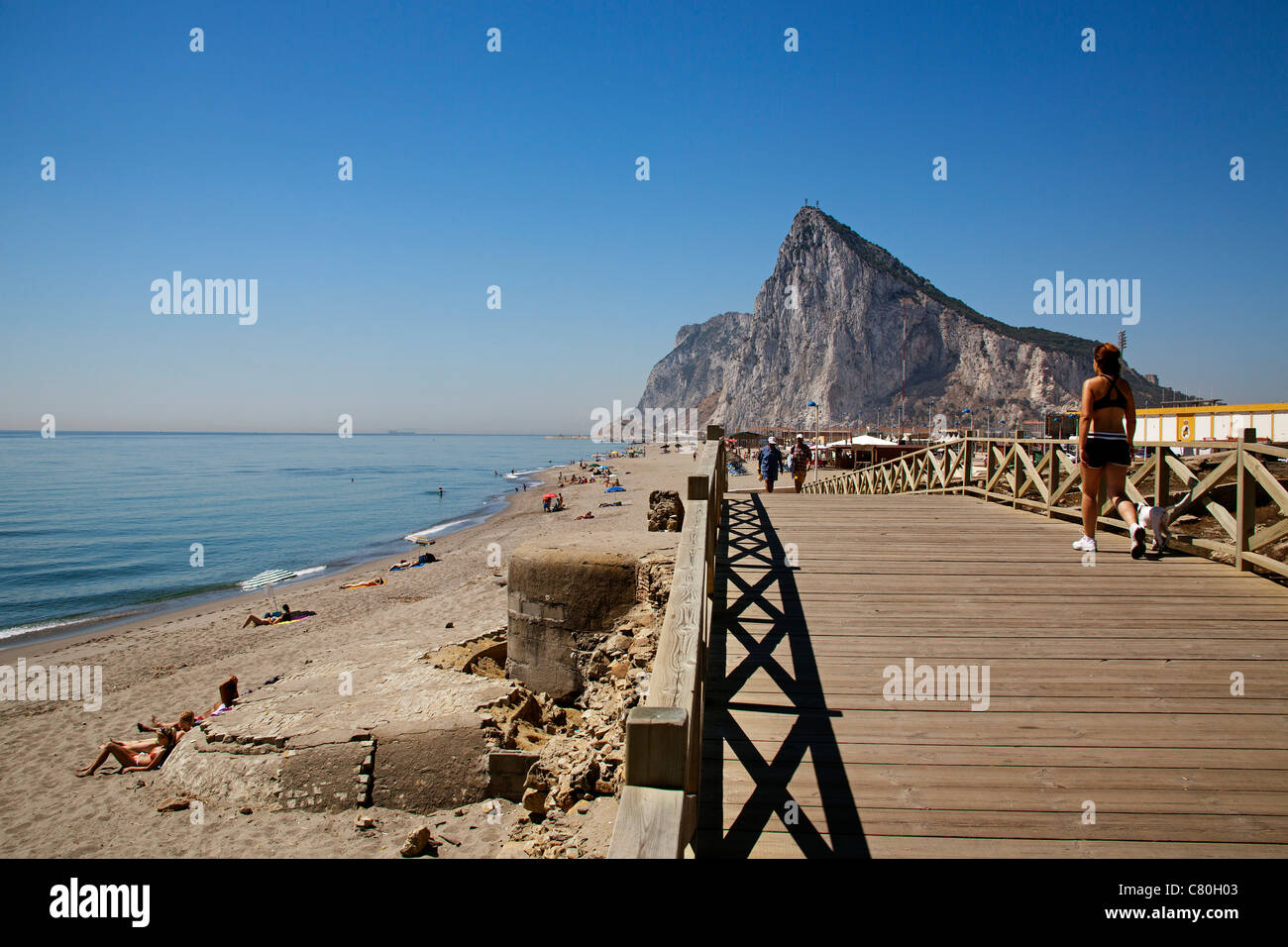 Santa Barbara beach and Rock of Gibraltar La Linea Cadiz Andalusia ...