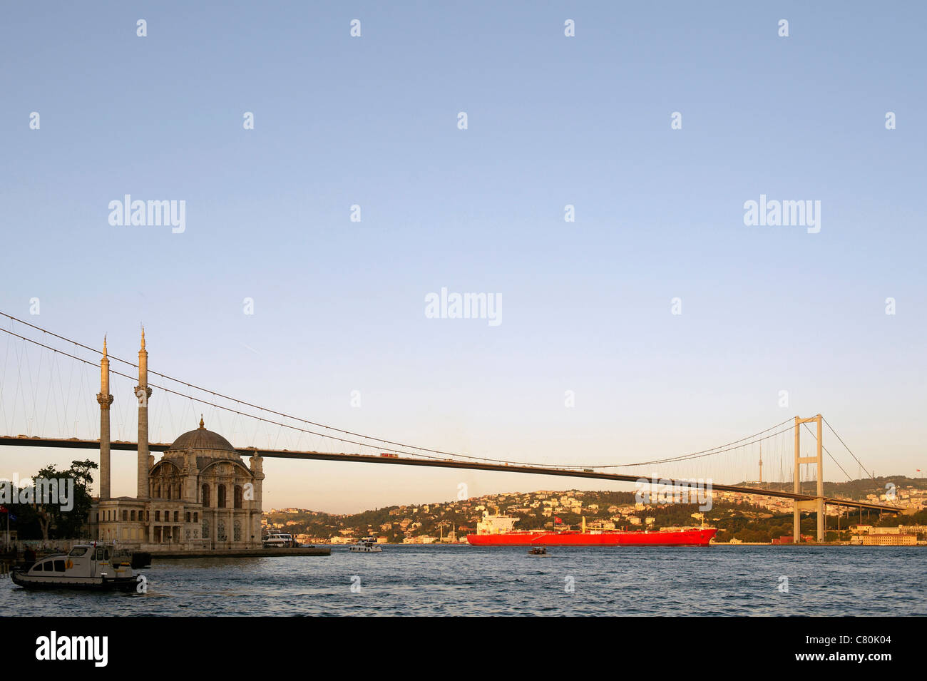 Turkey, Istanbul, Bosphorus European Side, Ortakoy Mosque background ...