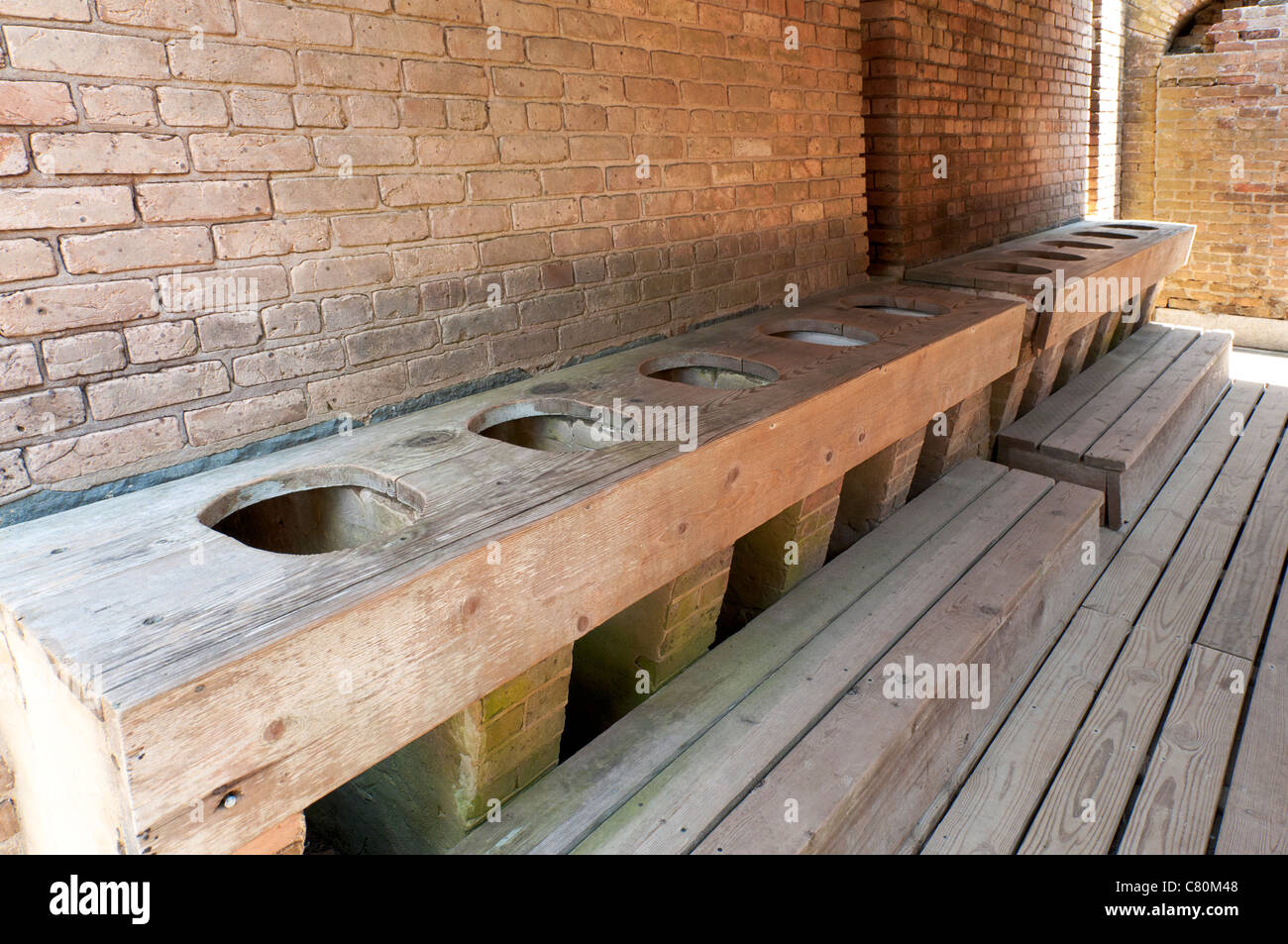 Alabama, Dauphin Island, Fort Gaines Historic Site, ten seater latrine ...