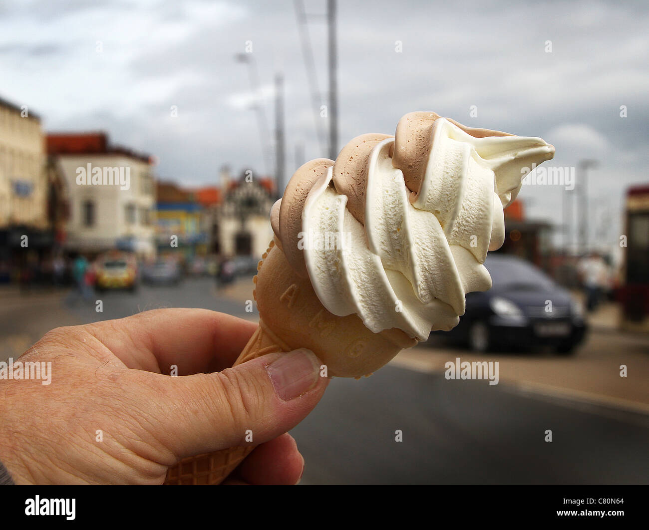 Two flavor ice cream cornet Stock Photo - Alamy