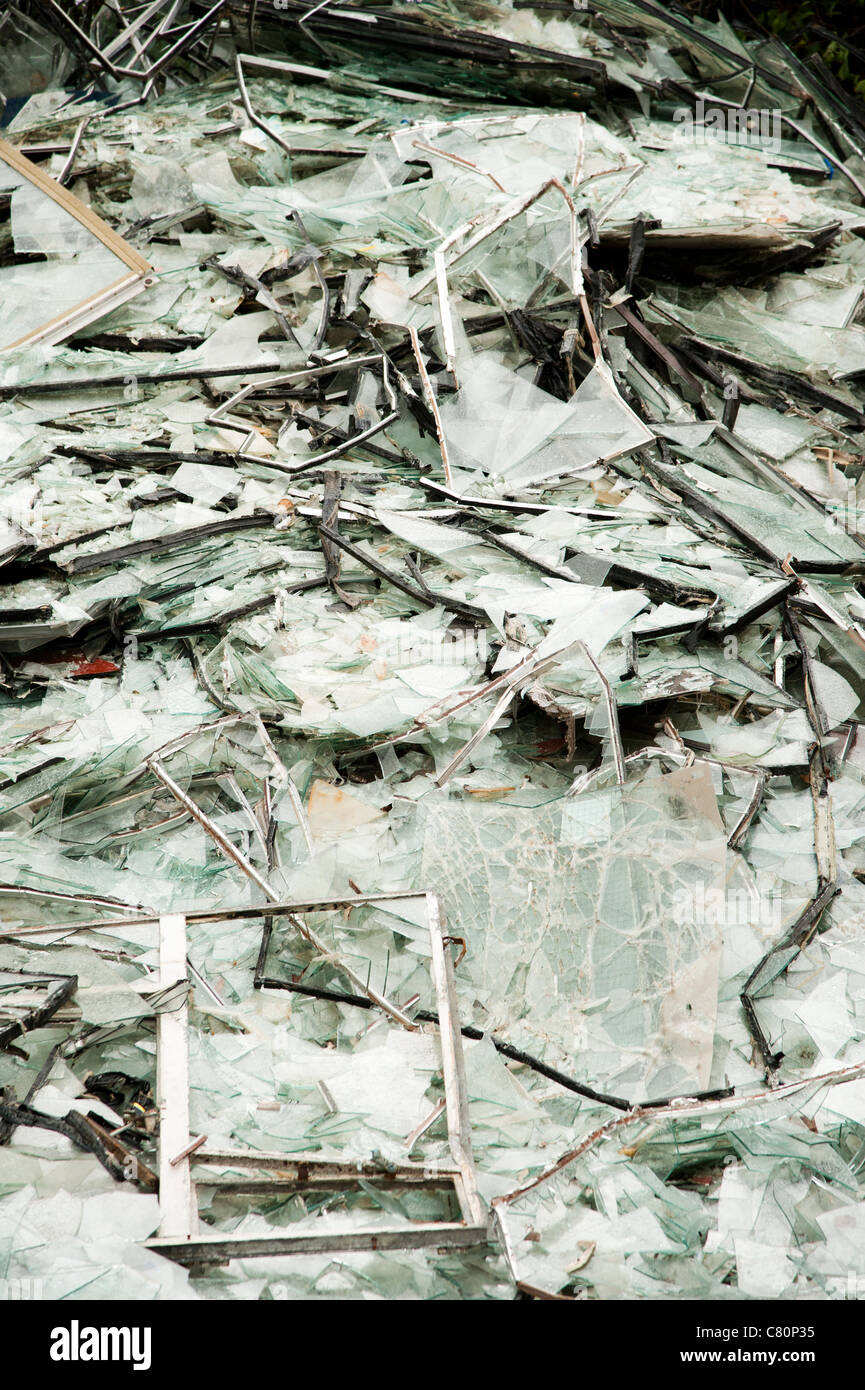 Sheet and plate glass at a recycling centre UK Stock Photo - Alamy
