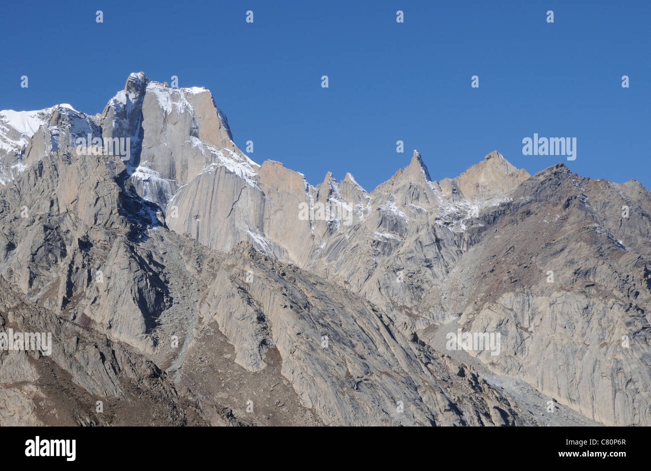 Peaks in the Zanskar Mountains to the west of the road from Kargil into ...