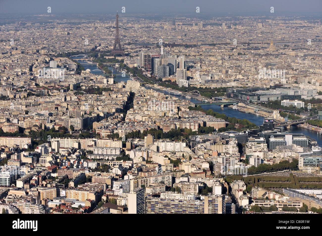 Paris aerial caption, view from a helicopter flight Stock Photo - Alamy