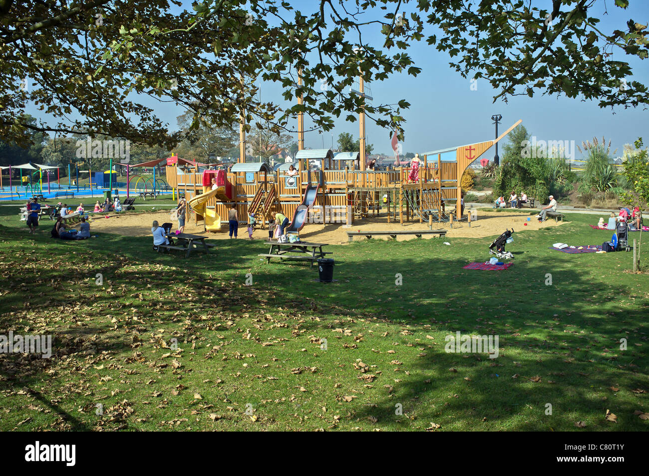 Children playing in Maldon Promenade Park in Essex Stock Photo - Alamy