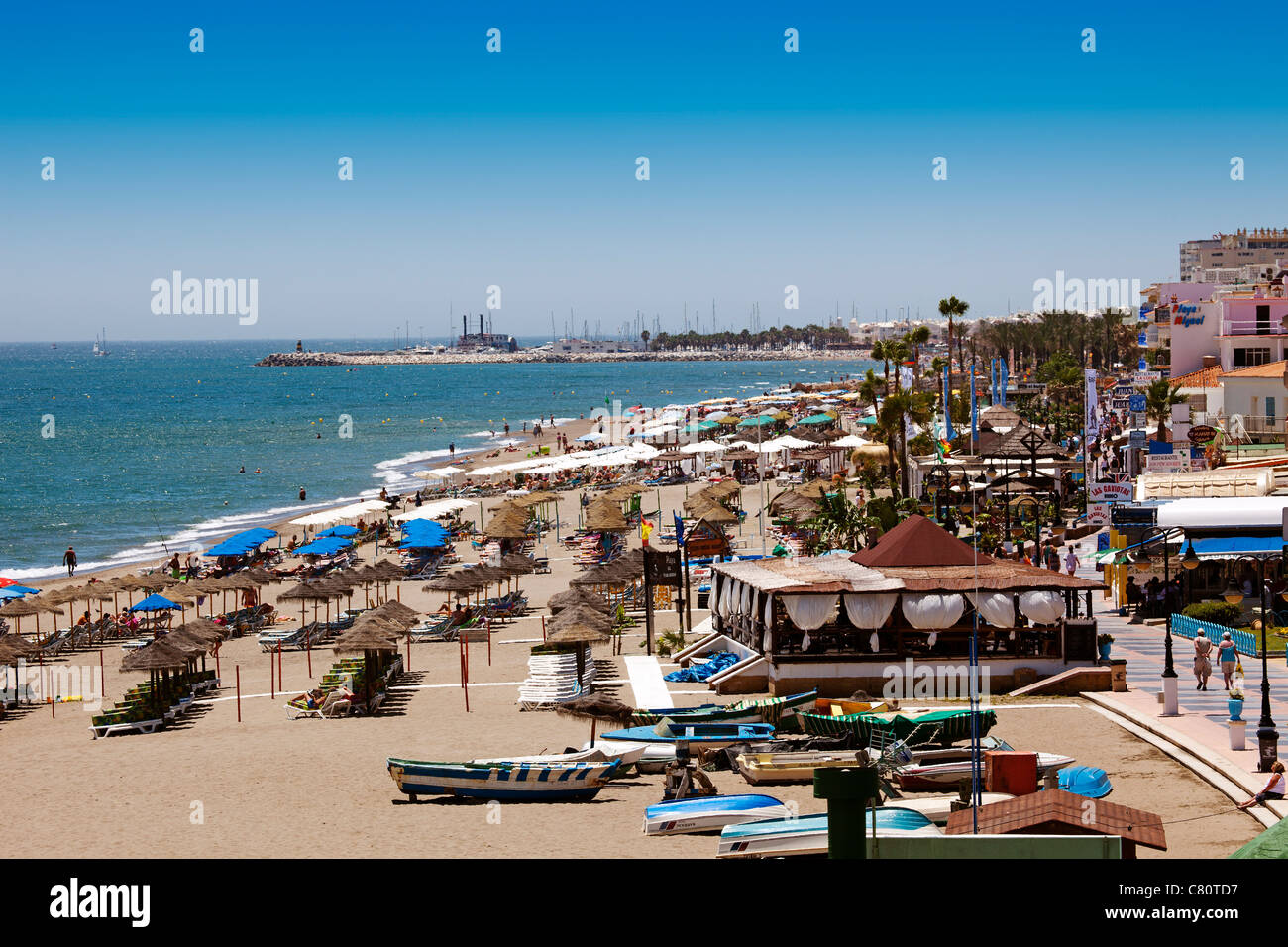 La Carihuela beach Torremolinos Malaga Costa del Sol Andalusia Spain ...