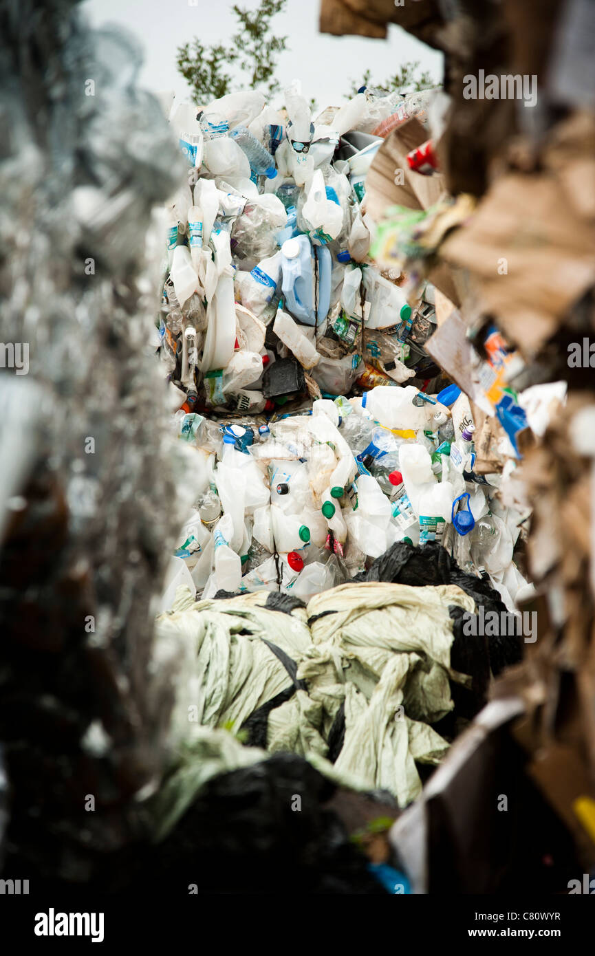 Bales of plastic bottles awaiting recycling UK Stock Photo - Alamy