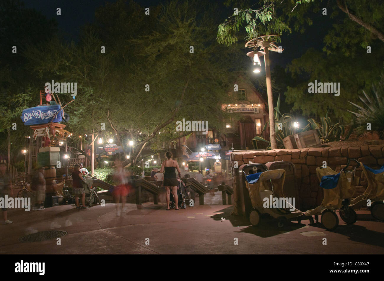 entrance to the splash mountain ride at night time dusk Stock Photo - Alamy