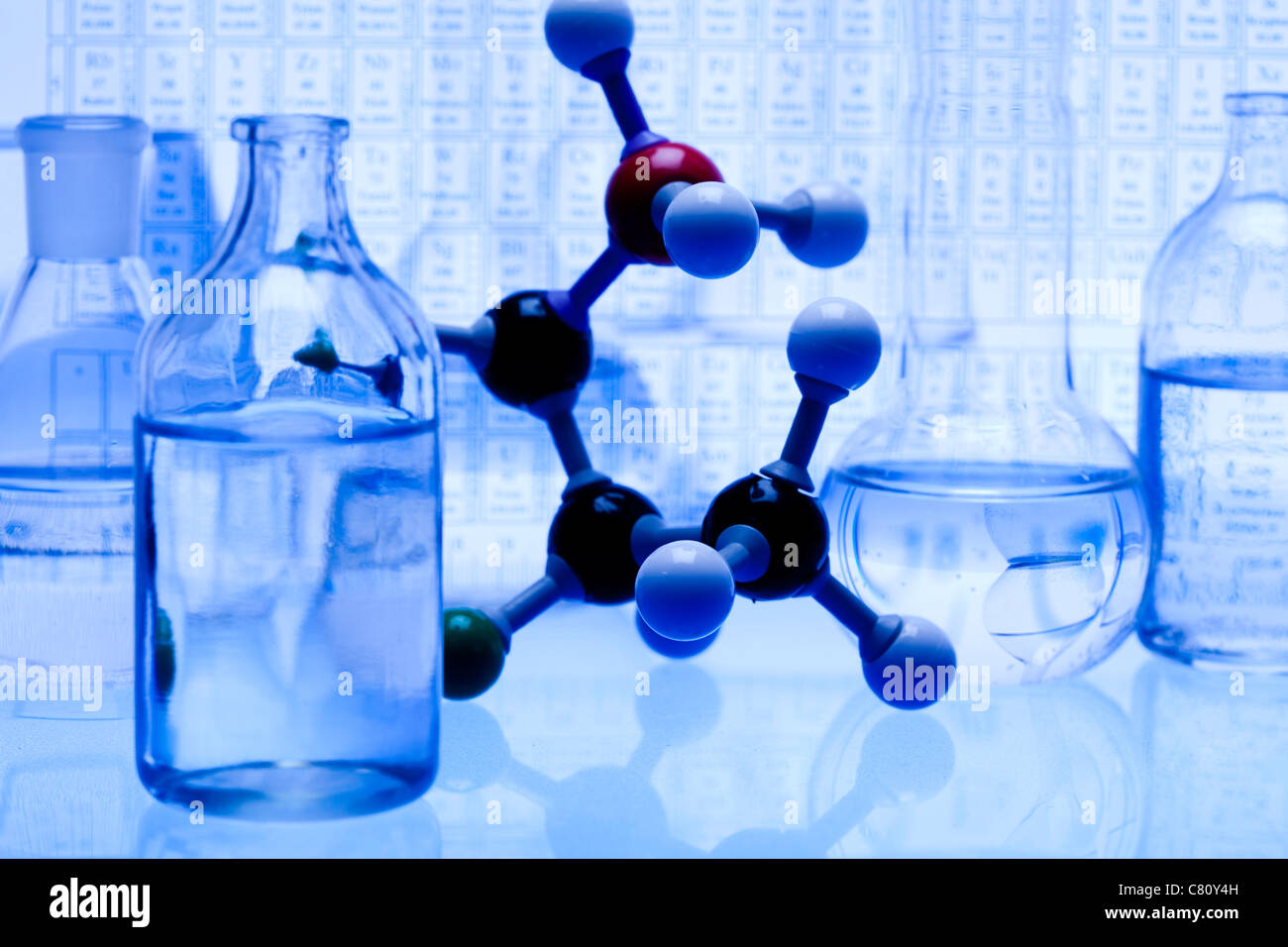 Microscope and atom & Laboratory glass Stock Photo - Alamy