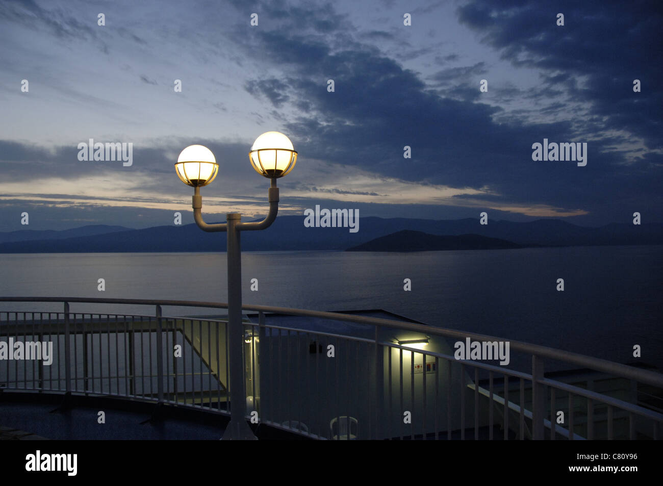 Sunrise. Ferry line between Patras and Corfu. Greece Stock Photo - Alamy
