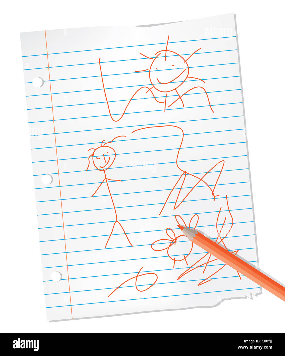child drawing on lined paper Stock Photo - Alamy