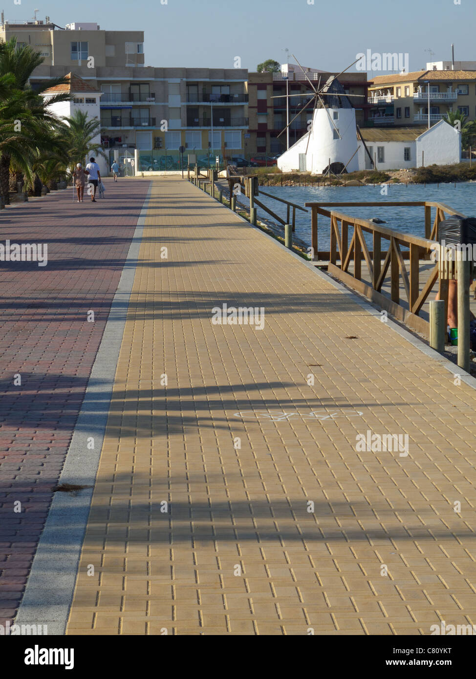 Walkways with palm trees at Lo Pagan, La Manga Spain Stock Photo - Alamy