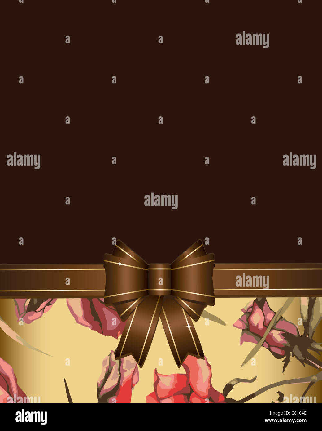 vintage floral vector background with bow Stock Photo - Alamy