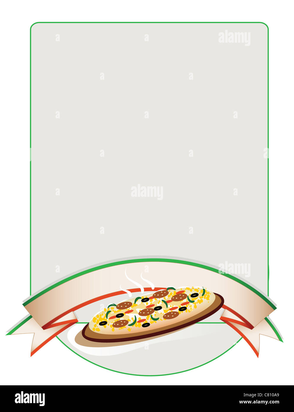 vector illustration background with pizza and banner Stock Photo - Alamy