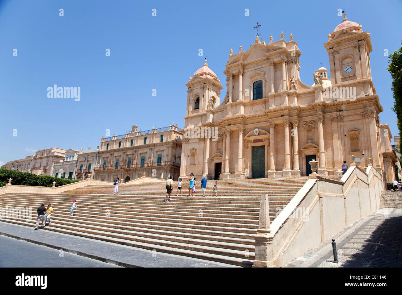 The famous town of Noto, Sicily, Sicilia, Italy with the Cattedrale di ...