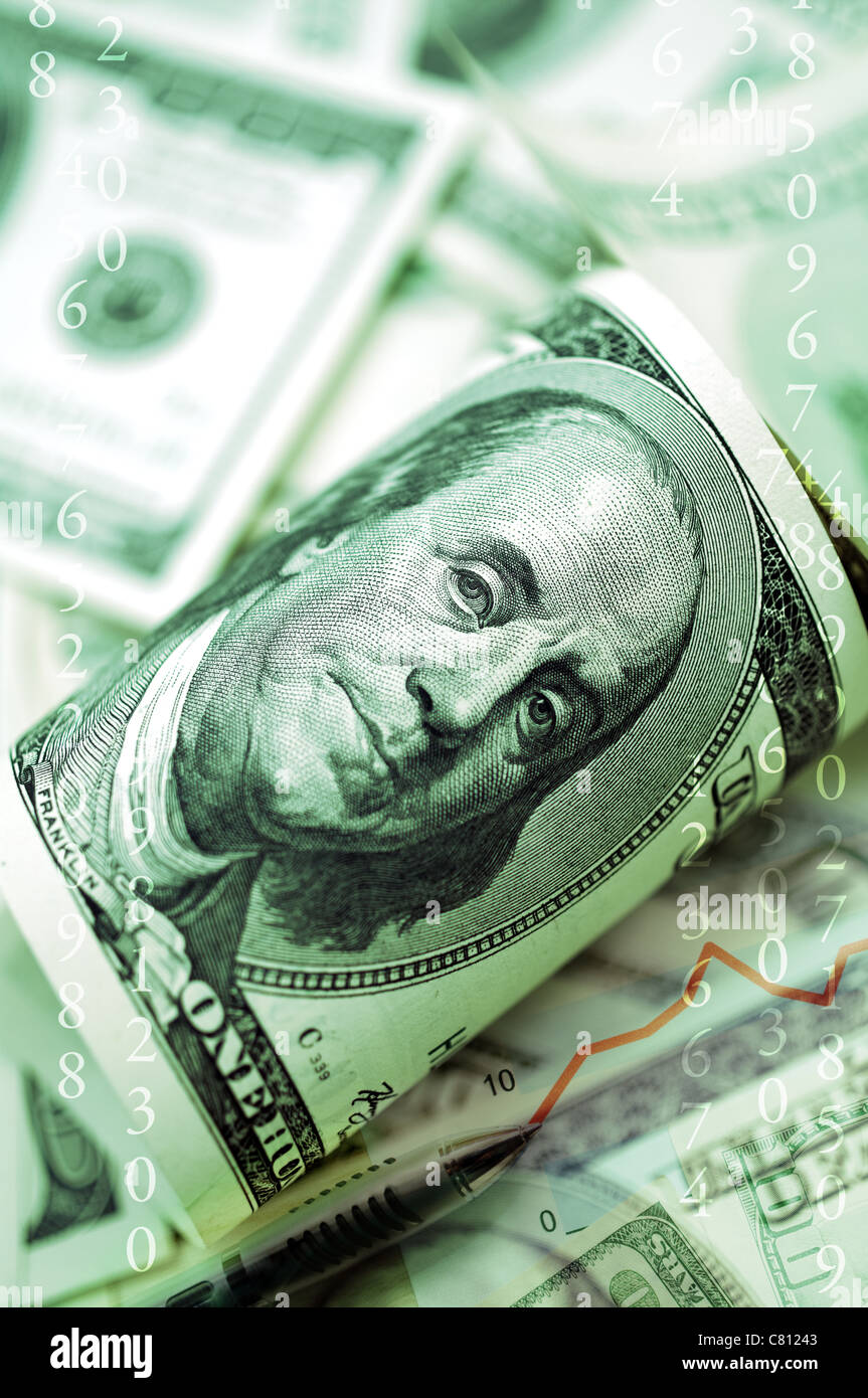 conceptual image of money with numbers and graph Stock Photo - Alamy