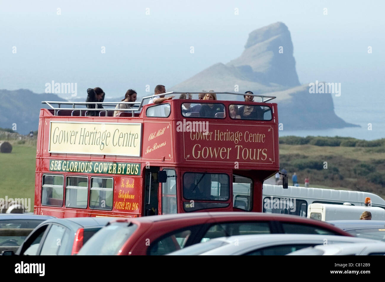 Gower Heritage Center old open top Leyland bus giving guided tours of ...