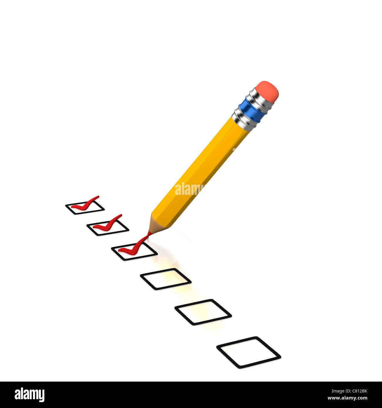 Three checked boxes with red ticks of list on white background Stock ...