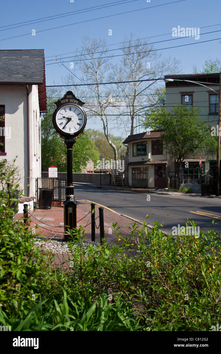 Old Street clock in historic New Hope, Pennsylvania Stock Photo - Alamy
