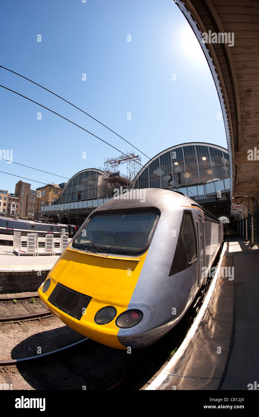 High speed train in East Coast Trains livery waiting at a railway ...