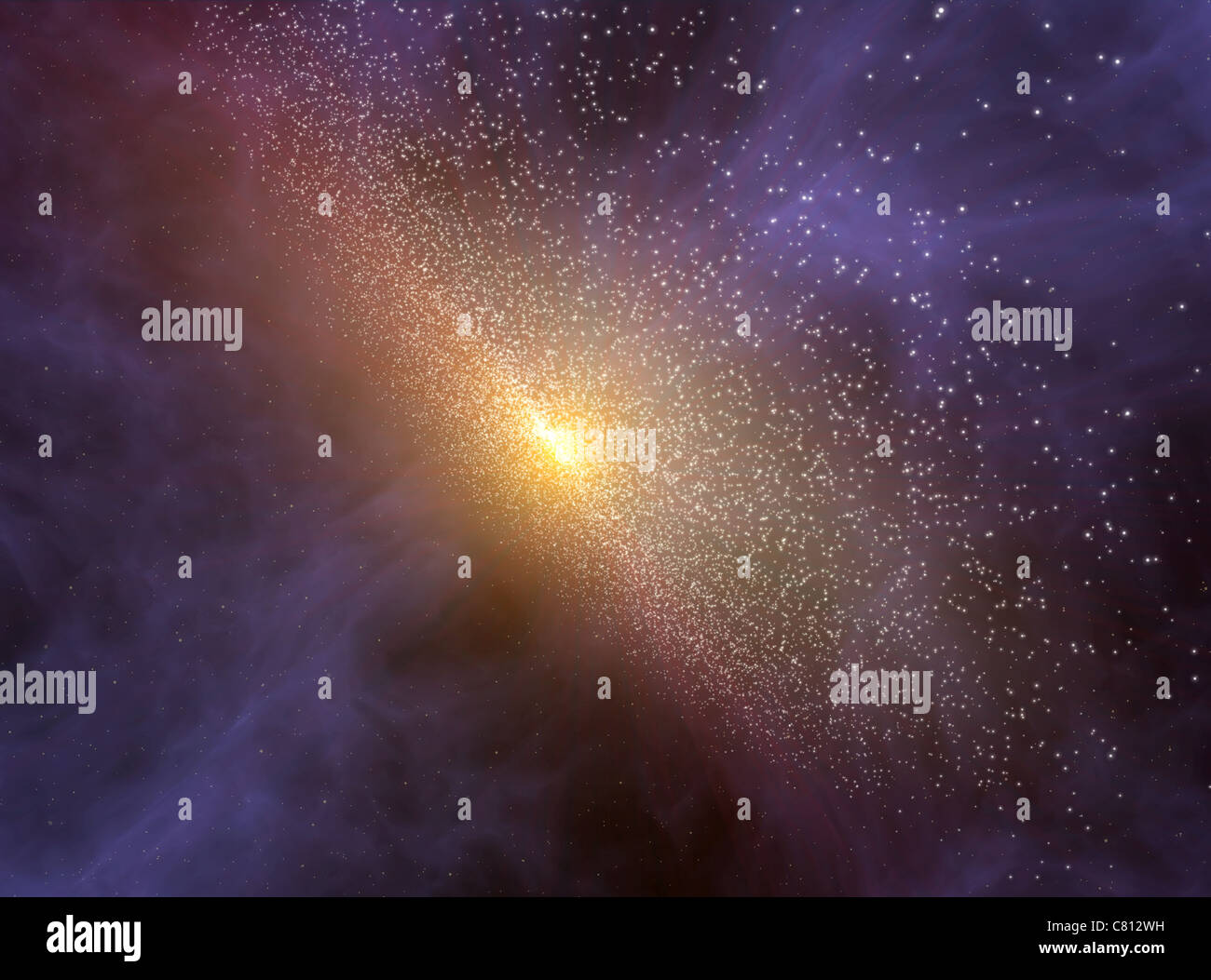 Deep space background with galaxy rotating and clusters of stars and ...