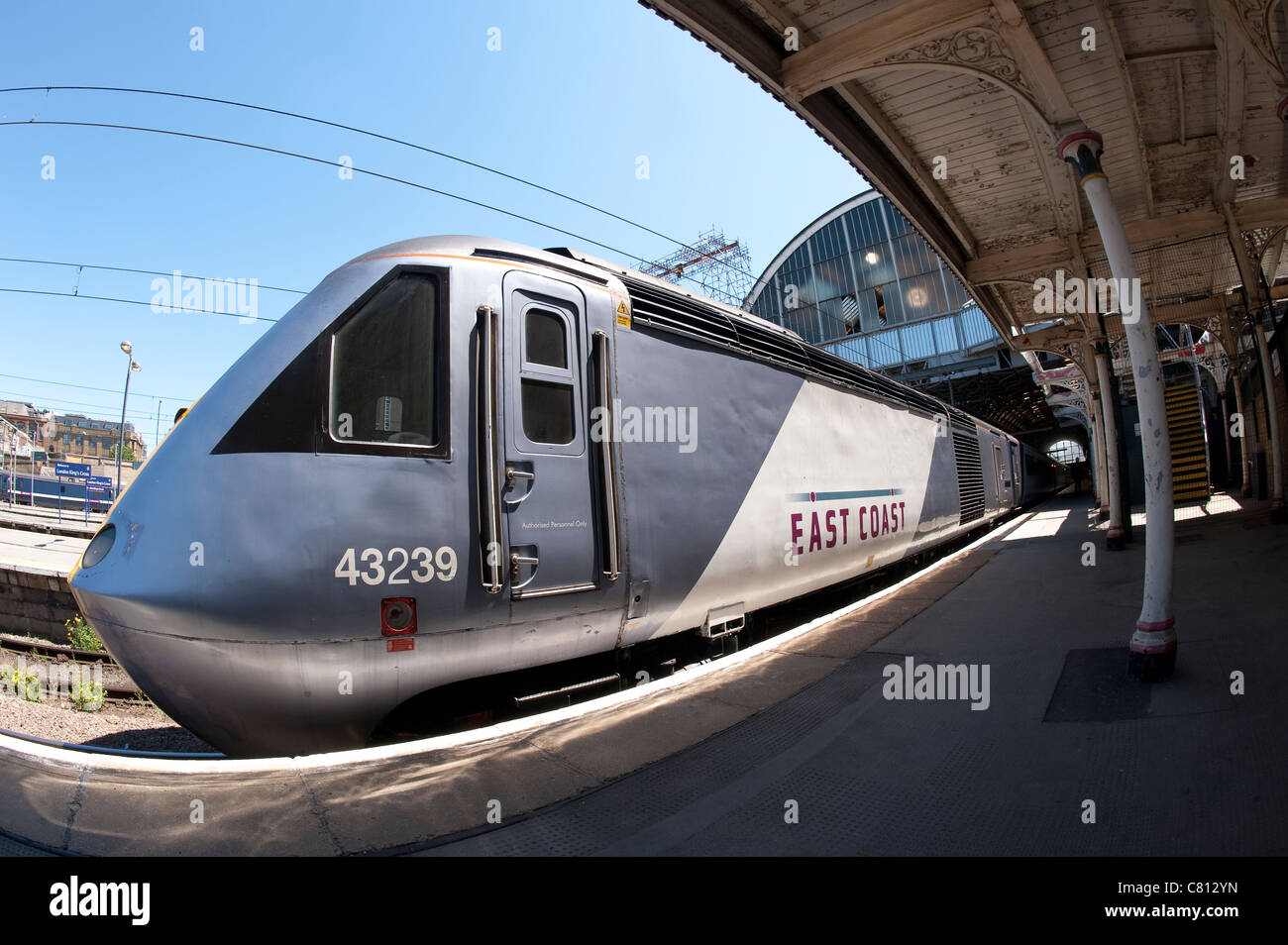 High speed train in East Coast Trains livery waiting at a railway ...