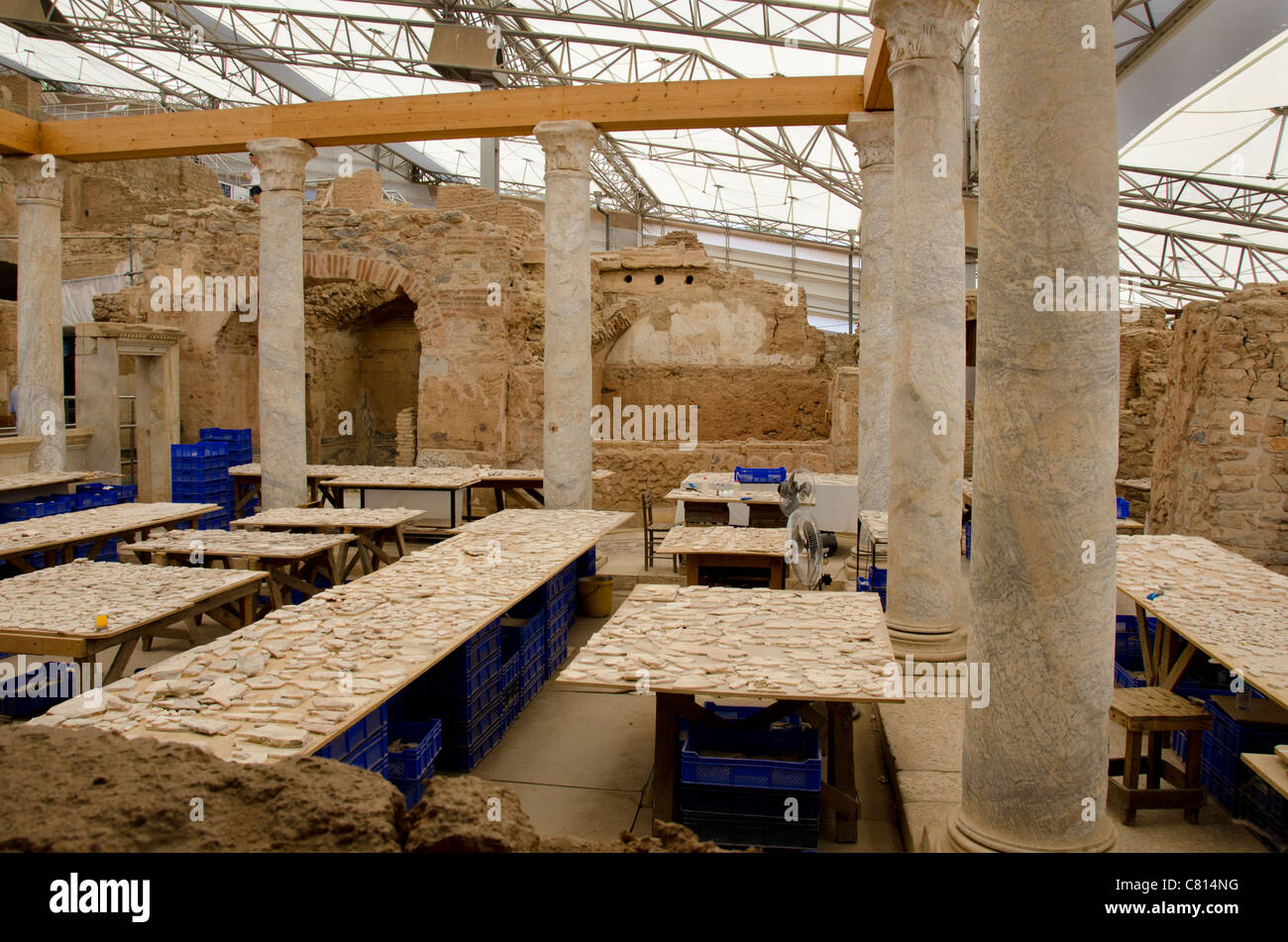 Turkey, Ephesus, Terrace Houses. Ancient Roman villas once inhabited by ...