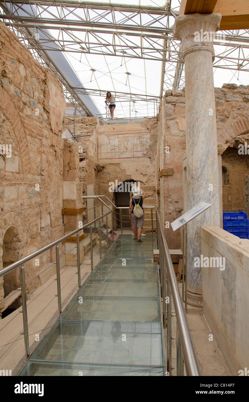 Turkey, Ephesus, Terrace Houses. Ancient Roman villas once inhabited by ...