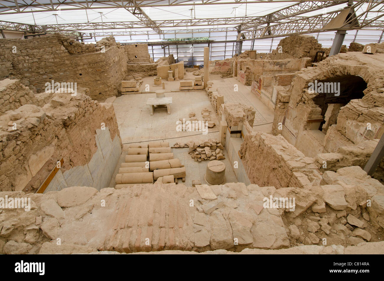 Turkey, Ephesus, Terrace Houses. Ancient Roman villas once inhabited by ...