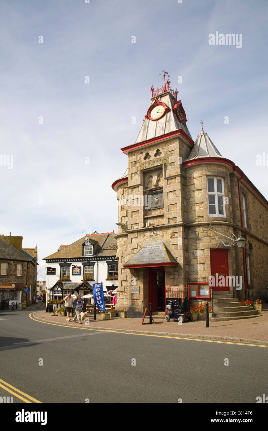 The town hall and museum in Marazion, near St Michaels Mount, Cornwall ...