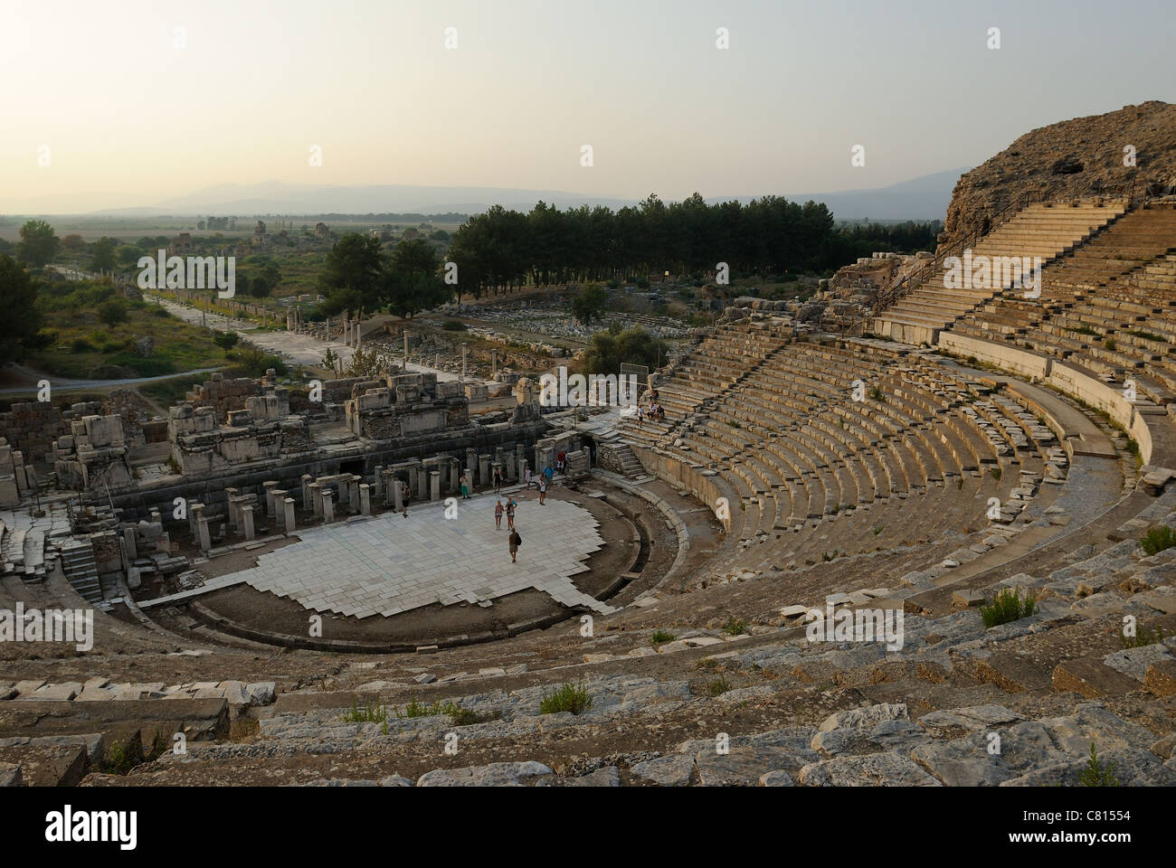 Large amphitheatre with Harbour Street ruins of Ephesus, UNESCO World ...