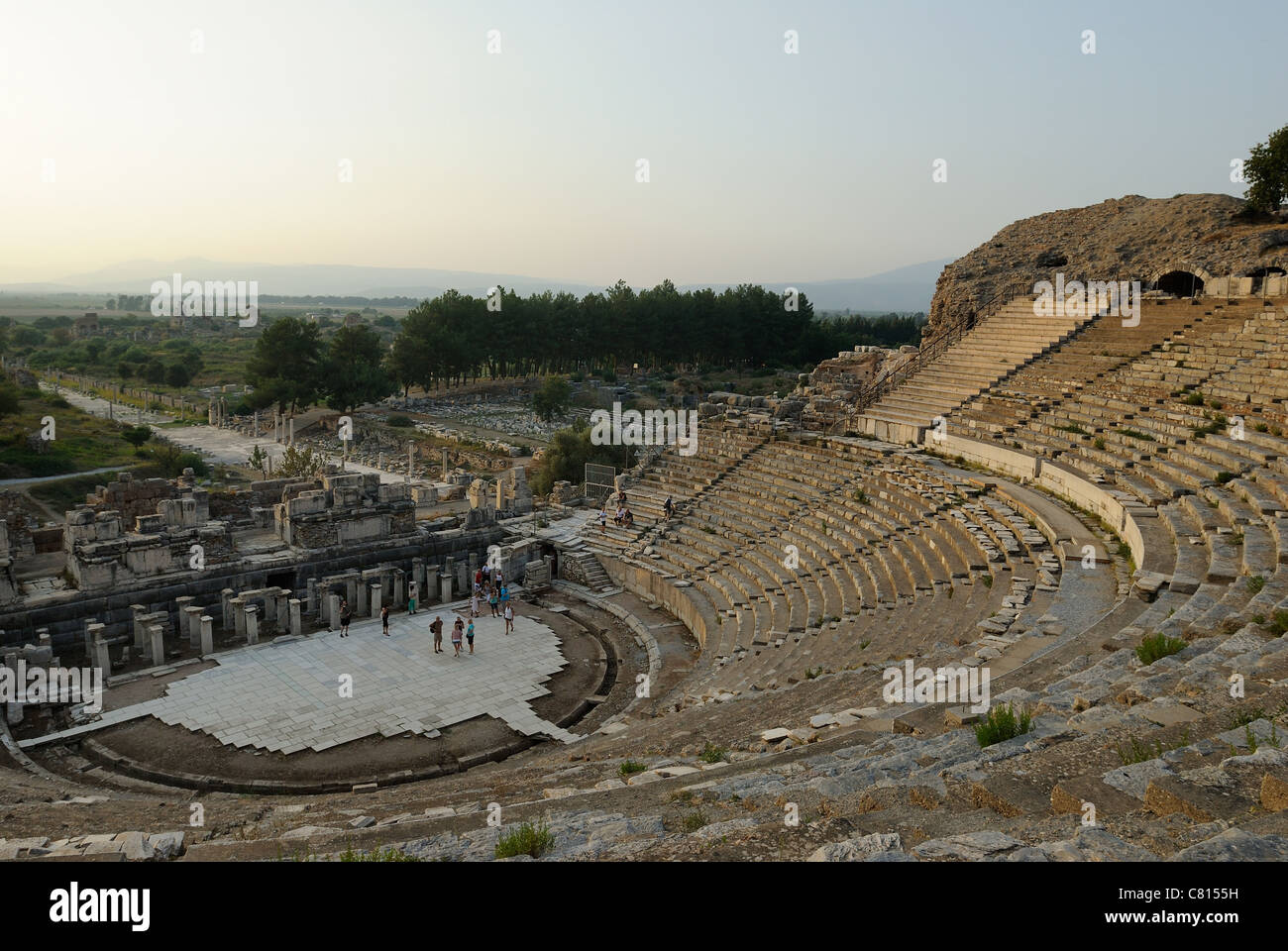 Large amphitheatre with Harbour Street ruins of Ephesus, UNESCO World ...